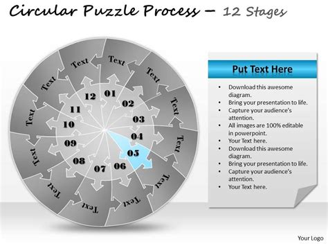 Business Ppt Diagram Circular Puzzle Process Stages Powerpoint Template PowerPoint