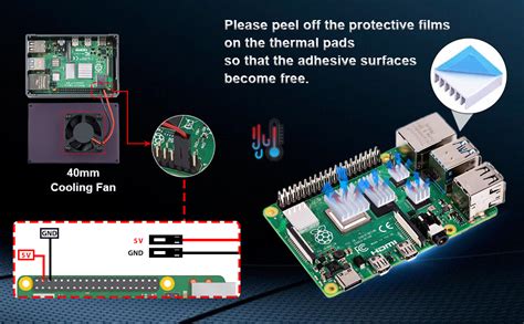 52pi Raspberry Pi 4 Model B Aluminum Case Black Metal Enclosure Shell With Quiet Cooling Fan