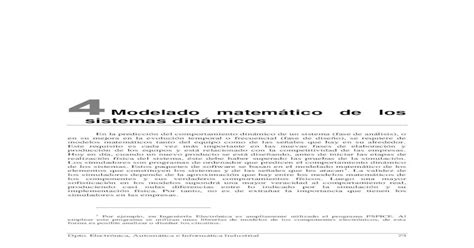 Modelado matemático de los sistemas dinámicos Modelado matemático de los sistemas dinámicos