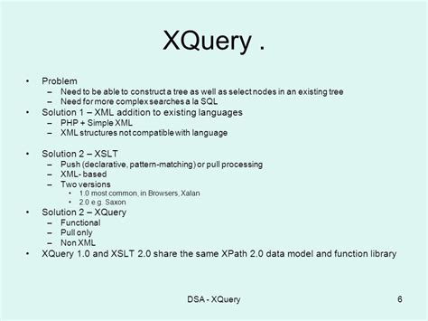 Introduction To Xquery And Exist Week 21 Dsa Dsa Xquery2 Refresher