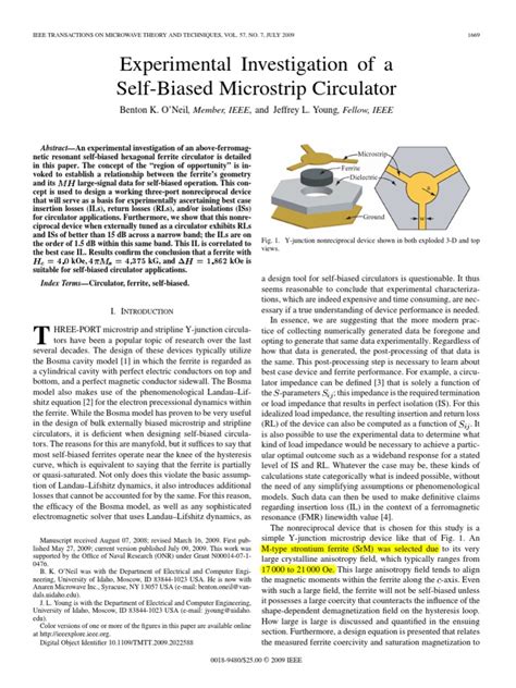 Self Biased Microstrip Circulator Pdf Decibel Magnetization