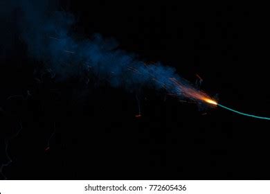 Burning Fuse Sparks Blue Smoke Isolated Stock Photo (Edit Now) 772605460