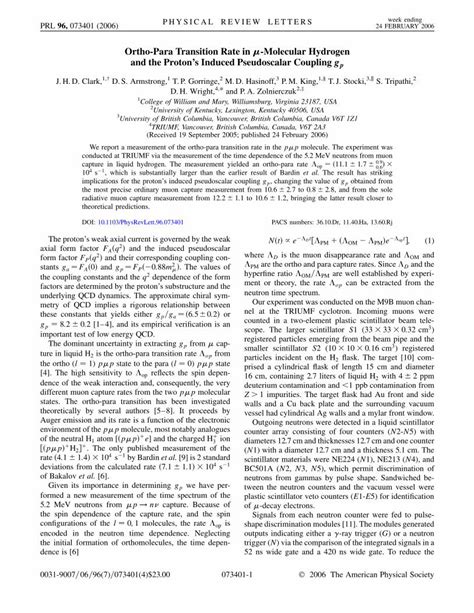 Pdf Molecular Hydrogen And The Protons Induced Pseudoscalar