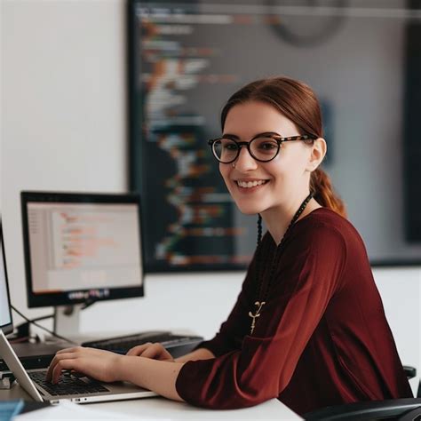 smart lady software developer premium ai generated image