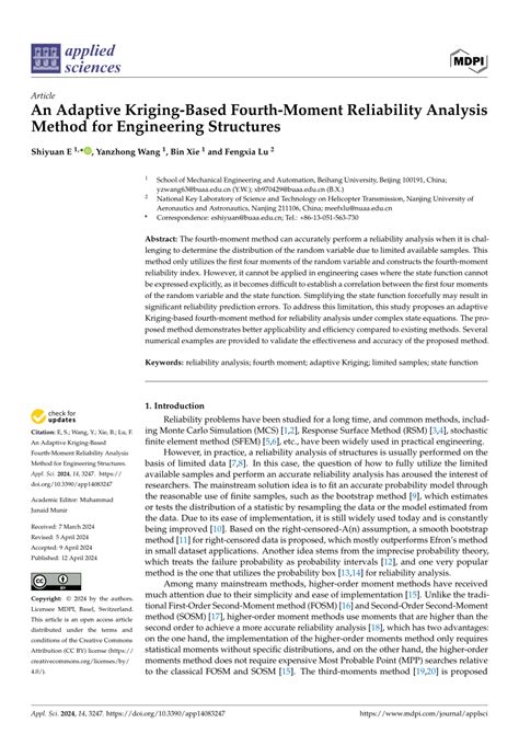 Pdf An Adaptive Kriging Based Fourth Moment Reliability Analysis