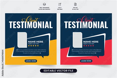 Modern Client Testimonial Layout Vector With Yellow And Red Colors On Dark Backgrounds Customer