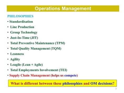 Introduction To Operations Management Functions Ppt