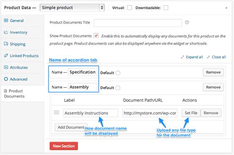 Product Documents Woocommerce