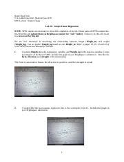 Lab Simple Linear Regression Final Docx Name Ryan Yick T A Name Class Time Shanyun Gao