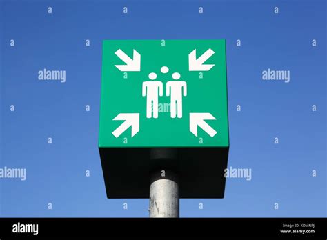 Assembly Point Sign Stock Photo Alamy