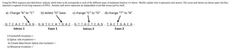 solved using the dna sequence provided below indicate which