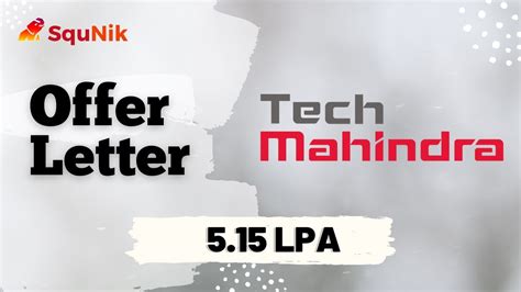 tech mahindra offer letter squnik youtube