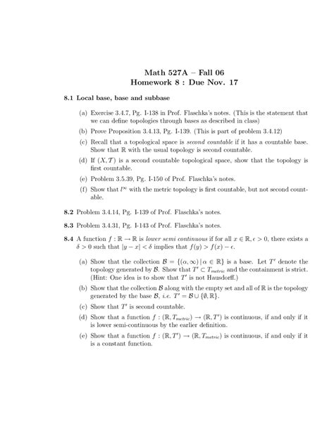 Problems On Principles Of Analysis Homework 8 Math 527a Docsity