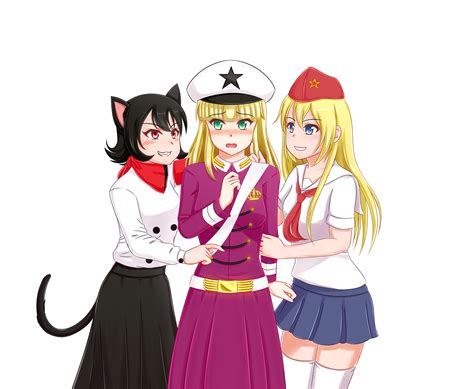 11142 3girls Blackhair Blondehair Blueeyes Catgirl Character