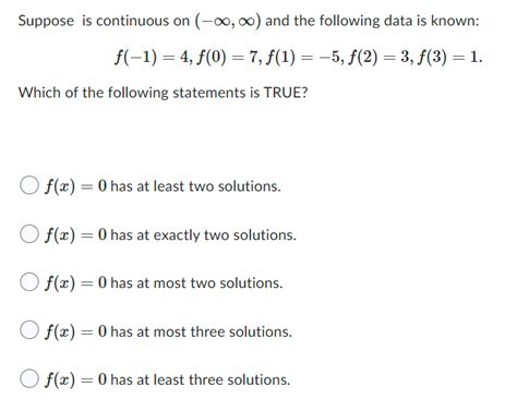 Solved Suppose Is Continuous On And The Following Chegg Com