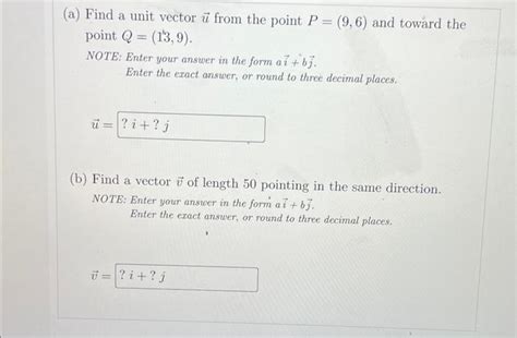 Solved a Find a unit vector ū from the point P and Chegg