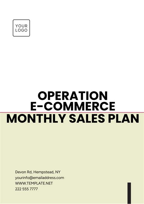 Free Operation E Commerce Monthly Sales Plan Template To Edit Online