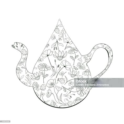 Teko Dalam Bentuk Setetes Dengan Bunga Minuman Herbal Ramah Lingkungan