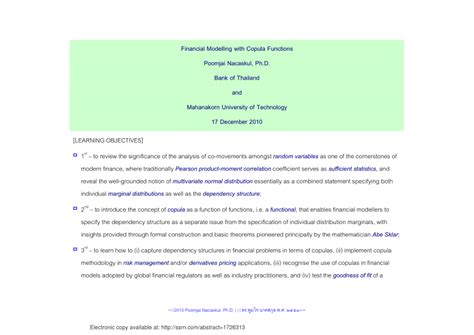 Pdf Financial Modelling With Copula Functions