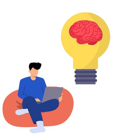 Premium Vector Man With Laptop And Brain Brainstorming Concept Vector