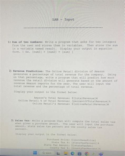 solved 1 sum of two numbers write a program that asks for