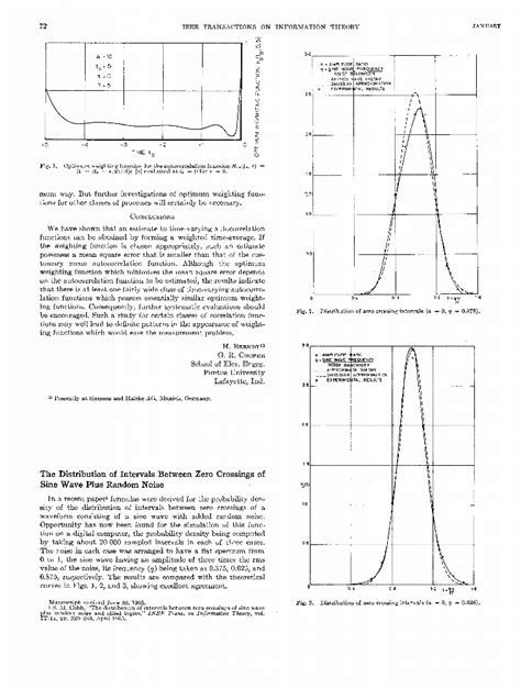 distributions of intervals between zero crossings of sine wave plus random noise ieee