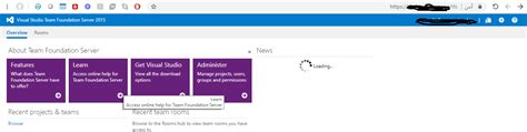 Tfs 2015 Tfs First Page Landing Page Before Selecting The Project
