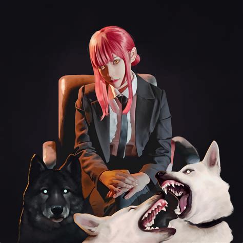 Makima And Her Dogs By Retratolibre On Deviantart