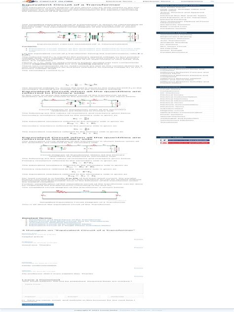 Equivalent Circuit Of A Transformer Referred To Primary And Secondary Side Circuit Globe