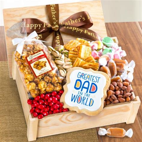 Dads Sweets And Snacks T Crate With Fathers Day Ribbon Ac2015 A T Inside