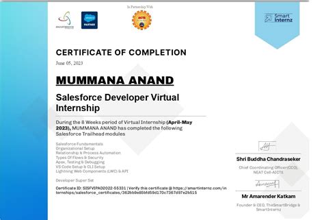 Mummana Anand On Linkedin Smartinternz Salesforce