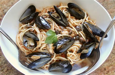 Mussel Pasta Italian Recipe With Olives And Tomatoes Christinas Cucina