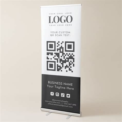 A Roll Up Banner With Qr Code On It