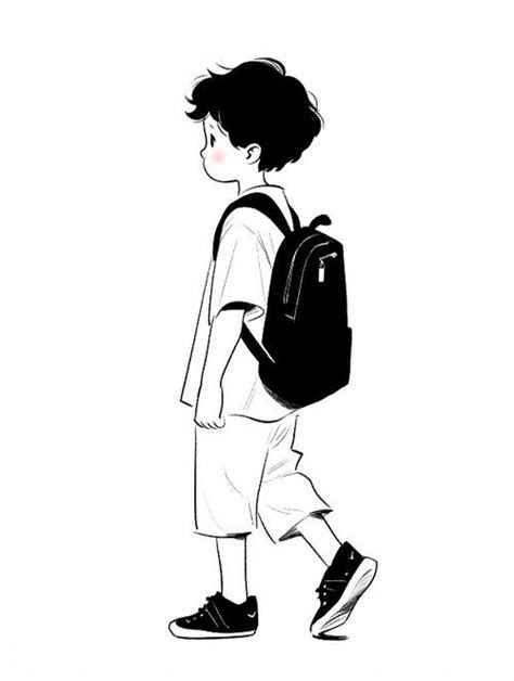 小学生背上书包侧面简笔画怎么画最好（高清16张） 简笔画图片大全