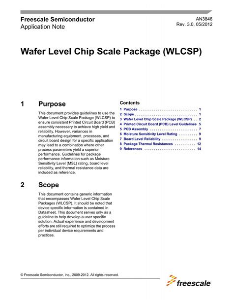 An3846 Wafer Level Chip Scale Package Wlcsp Freescale