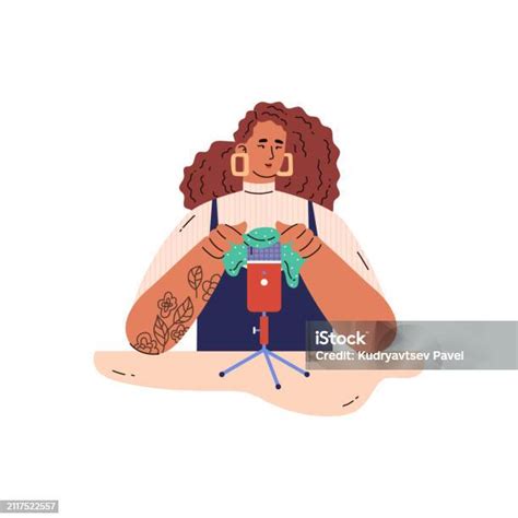 Asmr 아티스트 아늑한 녹음 세션 벡터 일러스트 레이 션 Mental Wellbeing에 대한 스톡 벡터 아트 및 기타 이미지