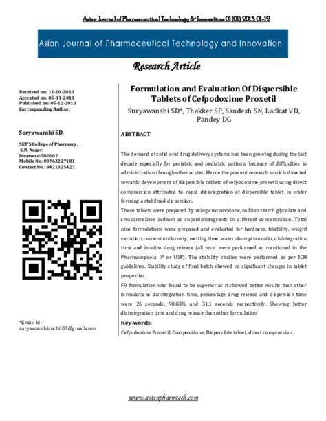 Pdf Formulation And Evaluation Of Dispersible Tablets Of Diclofenac Sodium