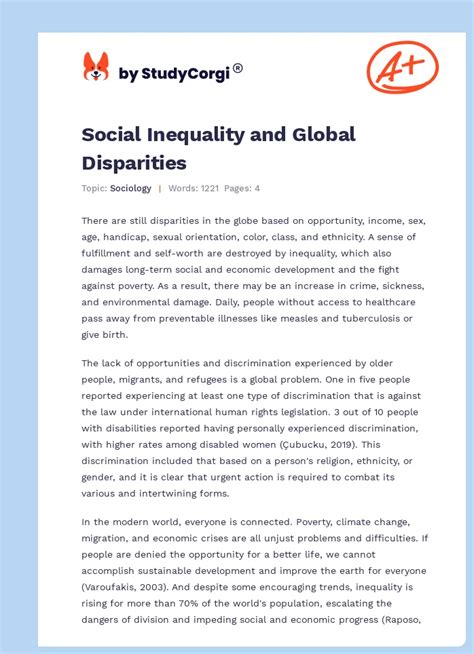 Social Inequality And Global Disparities Free Essay Example