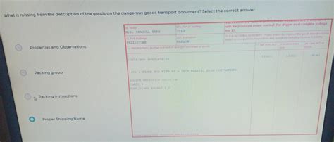 solved what is missing from the description of the goods on the
