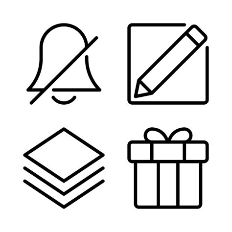 User Interface Icons Set Silent Bell Pencil Layers T Box