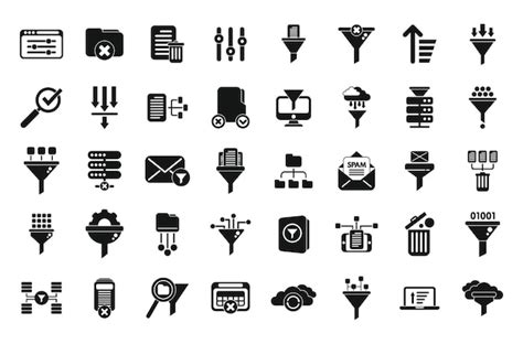 premium vector content filter icons set simple vector internet funnel