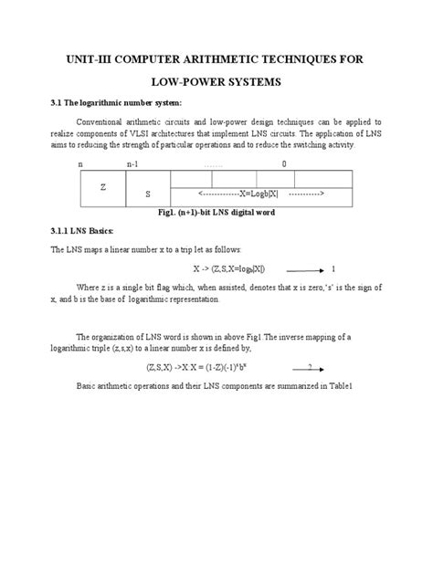 Unit Iii Computer Arithmetic Techniques For Low Power Systems Pdf