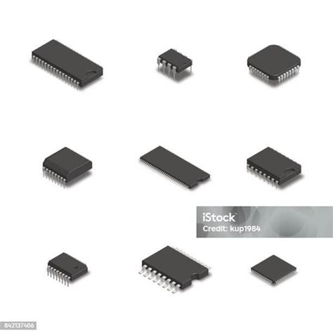 3d 벡터 일러스트 레이 션에에서 다른 칩의 세트 3차원 형태에 대한 스톡 벡터 아트 및 기타 이미지 3차원 형태 Cpu 고압 전류 주의 Istock