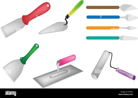 Builders Tools An Illustration Collection Of Hand Tools For Construction Trowel Putty Knife