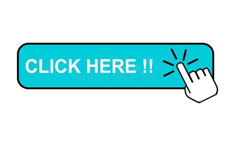 Click Here Web Button Internet Flat Pointer Design Press Link Vector