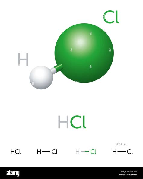 Hcl Hydrogen Chloride Molecule Model Chemical Formula Ball And Stick Model Geometric