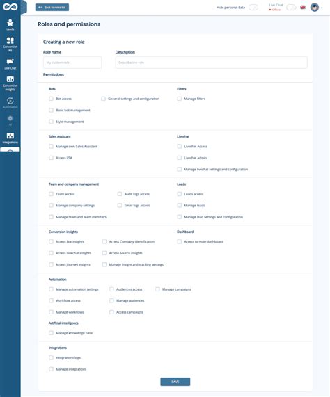 user types and how to create a role with custom permissions leadoo