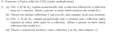 Solved 2 Construct A Cayley Table For U 15 Under