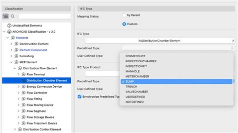 ifc mapping properties for export and predefined typ graphisoft
