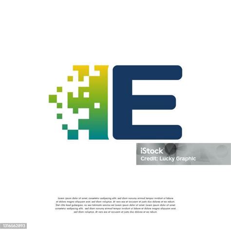 E 초기 기술 로고 벡터 쿨 초기 픽셀 로고 템플릿 벡터 0명에 대한 스톡 벡터 아트 및 기타 이미지 0명 개념